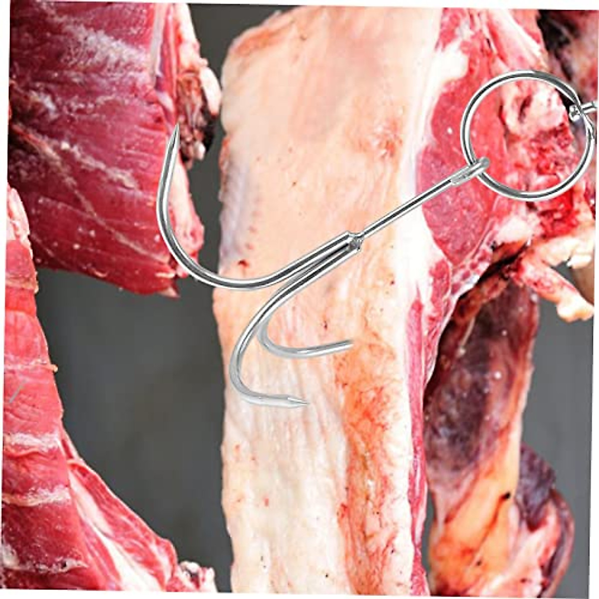 DIKACA Clothes Rack 2pcs Meat Processing Home Bacon Duck Smoker Accessories Roast Storage Tool Ham Steel Triple Garden Cm Hanger Butcher Professional for Hook Grill Kitchen BBQ Drying Prosciutto