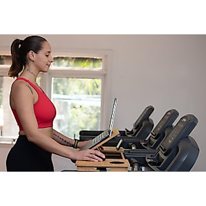 2B Balanced Treadmill Desk Attachment | Fits Treadmills Up to 32" Wide | Crafted from Bamboo | Adjustable Height for Better Posture | Securely Holds Laptop, iPad, Phone, Book