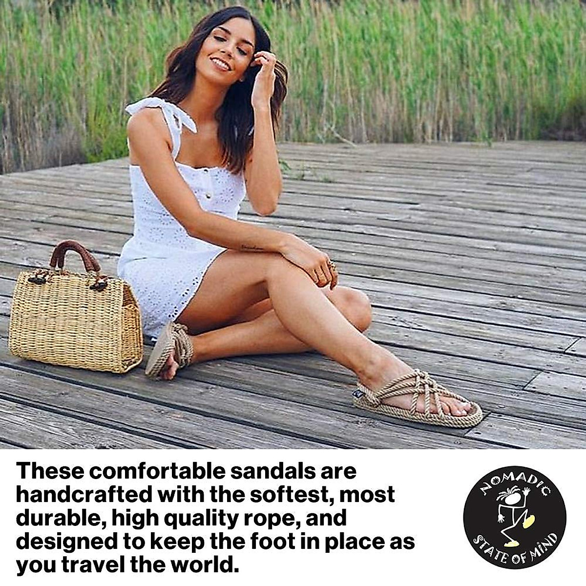 Nomadic State of Mind Lounger Sandals- Handmade Adjustable Rope Shoes – Machine Washable – Comfortable & Lightweight – Vegan Friendly – For Women & Men (Numeric_8)