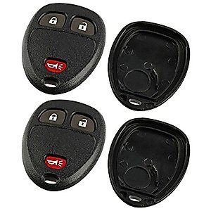 Key Fob Keyless Entry Remote Shell Case & Pad fits Buick/Chevy Avalanche Equinox Express Silverado Traverse/GMC Sierra/Pontiac Torrent, Set of 2