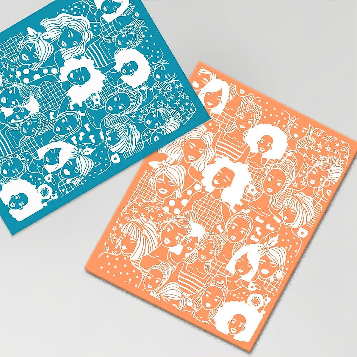 OLYCRAFT 4x5 Inch Woman Crowd Clay Stencils Fashionable Woman Silk Screen for Polymer Clay Star Silk Screen Stencils Mesh Transfer Stencils for Polymer Clay Jewelry Making