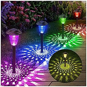 ENSLI Solar Pathway Lights, 8 Pack Bright Color Changing/Warm White Solar Lights Outdoor Waterproof Solar Garden Lights, Outdoor Lights Solar Powered Landscape Path Lights for Yard, Walkway, Lawn