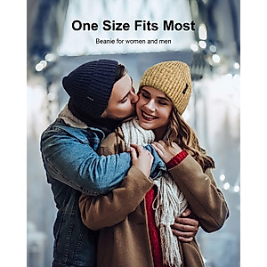 Ocatoma Beanie Hat for Men Women Warm Winter Knit Cuffed Beanie Soft Warm Ski Hats Unisex Dark Gray