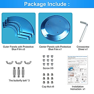 ARLBA Upgraded Outdoor Patio Heater Reflector Shield, Propane Heat Reflector Shield Top for Outdoor Heaters，Outdoor Heater Replacement Dome Part with All Hardware,33" Universal Fit(3-Hole Mount)