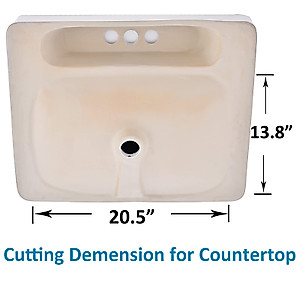 VESLA HOME 23 x 18 inch Large Rectangular Porcelain Ceramic Drop in Bathroom Vessel Sink,Modern Above Counter Basin for Lavatory Vanity Cabinet