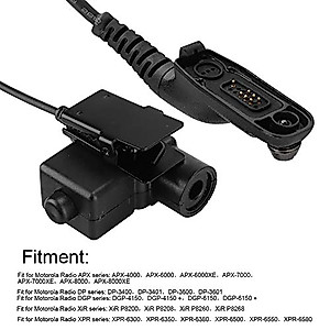 U94 Headset PTT Tactical Headphones U94 Cable APX, Z-TAC Tactical Headphone Military Radio Headset with Mic, Metal Clip Headset Adapter Outdoor Headphones for Motorola APX/DP/DGP/XiR/XPR Series