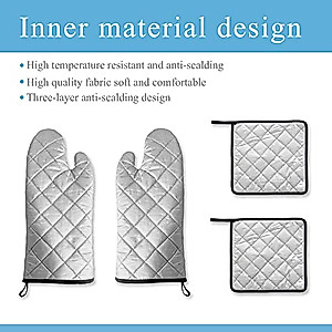 Mushrooms and Flowers Decor Oven Mitts, Pot Holders Sets for Kitchen Gifts, Kitchen Accessories Tool, Heat Resistant Oven Mitts for Cooking, Baking and Grilling (2 Insulated Gloves and 2 Pot Lid Pads)