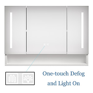 39x28 in Bathroom Mirror Cabinet, Bathroom Storage Cabinet with Adjustable LED Lights, Mirror with Storage, Wall-Mounted Medicine Cabinet with Defogging Mirror, Towel Rail & Multiple Shelves (39x28)