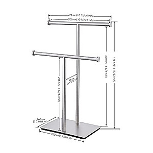 KES Hand Towel Stand for Bathroom Countertop Double-T Towel Holder Towel Rack with Square Base SUS304 Stainless Steel Brushed Finish, BTH209B-2