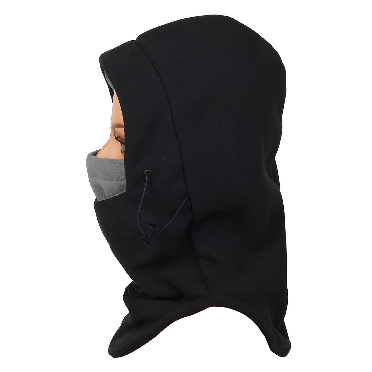 Purjoy Multipurpose Use Thermal Warm Fleece Balaclava Hood Police Swat Ski Bike Wind Stopper Full Face Mask Hats Neck Warmer Outdoor Winter Sports Snowboarding Cap (Black+Grey)