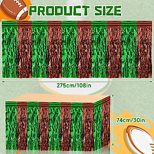 DTOFOOT 4 Pack Football Party Table Skirt Decorations, 30x108 Inch Foil Fringe Tinsel Table Skirts Football Tablecloth Table Cover for Football Birthday Party Decorations Sports Theme Party Supplies