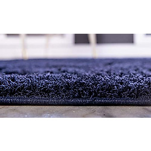 Unique Loom Trellis Shag Collection Plush Geometric Modern Moroccan Lattice Navy Blue Runner Rug (2' 7 x 10' 0)