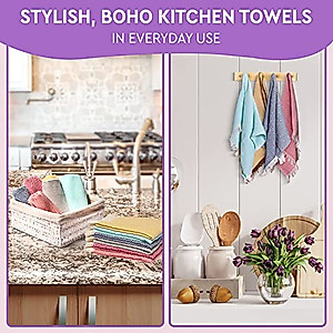 ZAGREUS Turkish Hand Towel Set of 6-100% Cotton 15 x 24- Bathroom Hand Towels & Decorative Hand Towels for Bathroom- Spring Kitchen Towels- Farmhouse Boho Kitchen Dish Tea Towels- Housewarming Gift