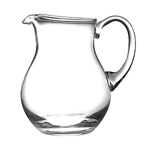 Glass Water Pitcher with handle, With Spout, Round, Ice Lip, Handmade 64 oz. by Barski Made in Europe