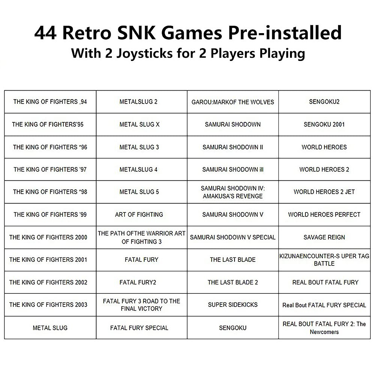 UNICO Game Arcade Game Console, 44 Pre-Loaded Genuine SNK Games, Two Joysticks for Two Player, HDMI Output to TV/Monitor