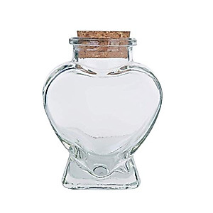 Heart Shaped Glass Jar Favor Bottle with Cork, 3-1/4-Inch