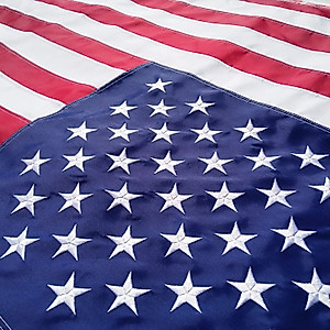 WINBEE Embroidered American Flag 5x8 Ft - Embroidered Stars and Sewn Stripes, Long Lasting Nylon Perfect for Outdoor, Sturdy Brass Grommets, UV Protected and Waterproof. All Weather USA Flags Great for Indoor and Outdoor Decor. Fly Your US Flags Proudly
