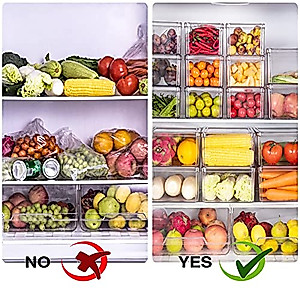 Yipaga Refrigerator Organizer Bins with Lids-10PCS BPA Free Fridge Organizer, Stackable Clear Plastic Storage Bins for Fridge, Freezer, Kitchen Cabinet, Pantry Organization and Storage