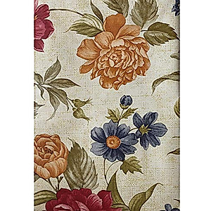 Newbridge Nicolette Multicolor Floral Pattern Indoor/Outdoor Flannel Backed Vinyl Tablecloth - Waterproof and Stain Resistant Kitchen Tablecloth- 60” x 84” Oblong/Rectangle