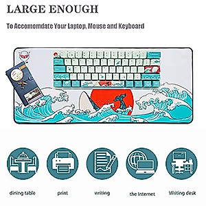Custom Keycaps and Gaming Mouse Pad Set, Upgrade OEM Profile Dye Sublimation Keycap Set & Large Mouse Pad, Desk Mat, Keyboard Pad(27.6''x11.8'') Kit for Windows PC Gamer (Coral Sea)