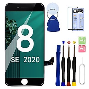 SIMDOG for iPhone 8/ SE 2020 2nd Generation Screen Replacement Black,LCD Touch Digitizer with Repair Tools for A2275, A2298, A2296.with Screen Protector (Black, 8G)…