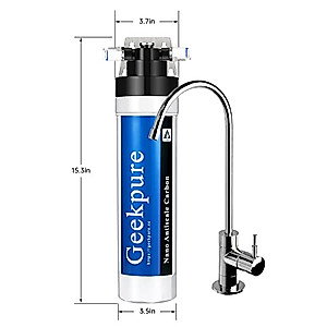 Geekpure Under Sink Water Filtration System- Scale Inhibition- Antiscale Carbon Filter