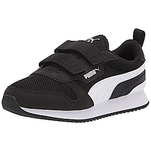 PUMA unisex child R78 Hook and Loop Sneaker, Black/White, 5 Toddler US