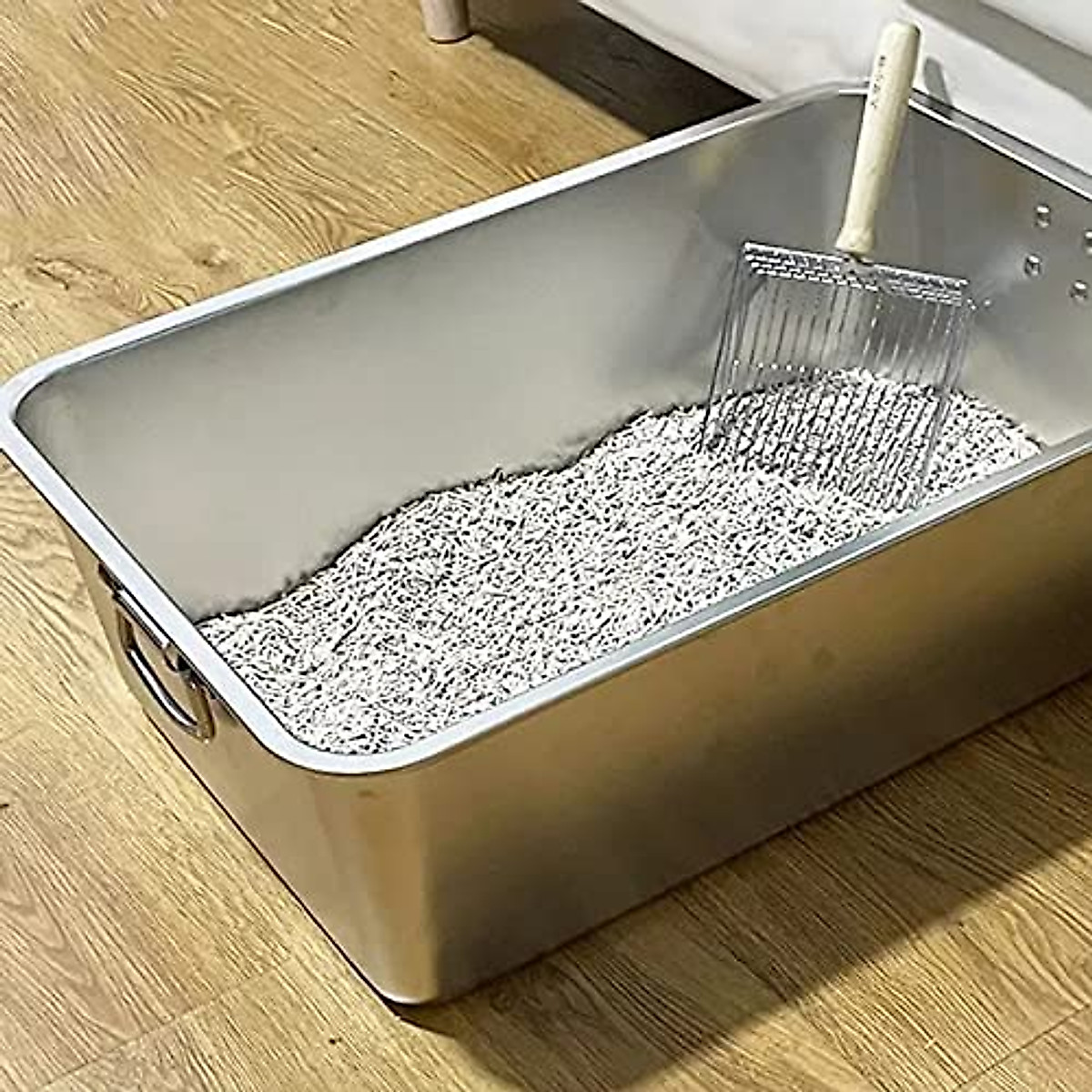 AYENCI Cat Toilet, Stainless Steel Litter Box Super Big Cat Toilet King Size Giant Cat Sand Box Kitten Special Anti-Splash Huge (Color : 60X40X20)