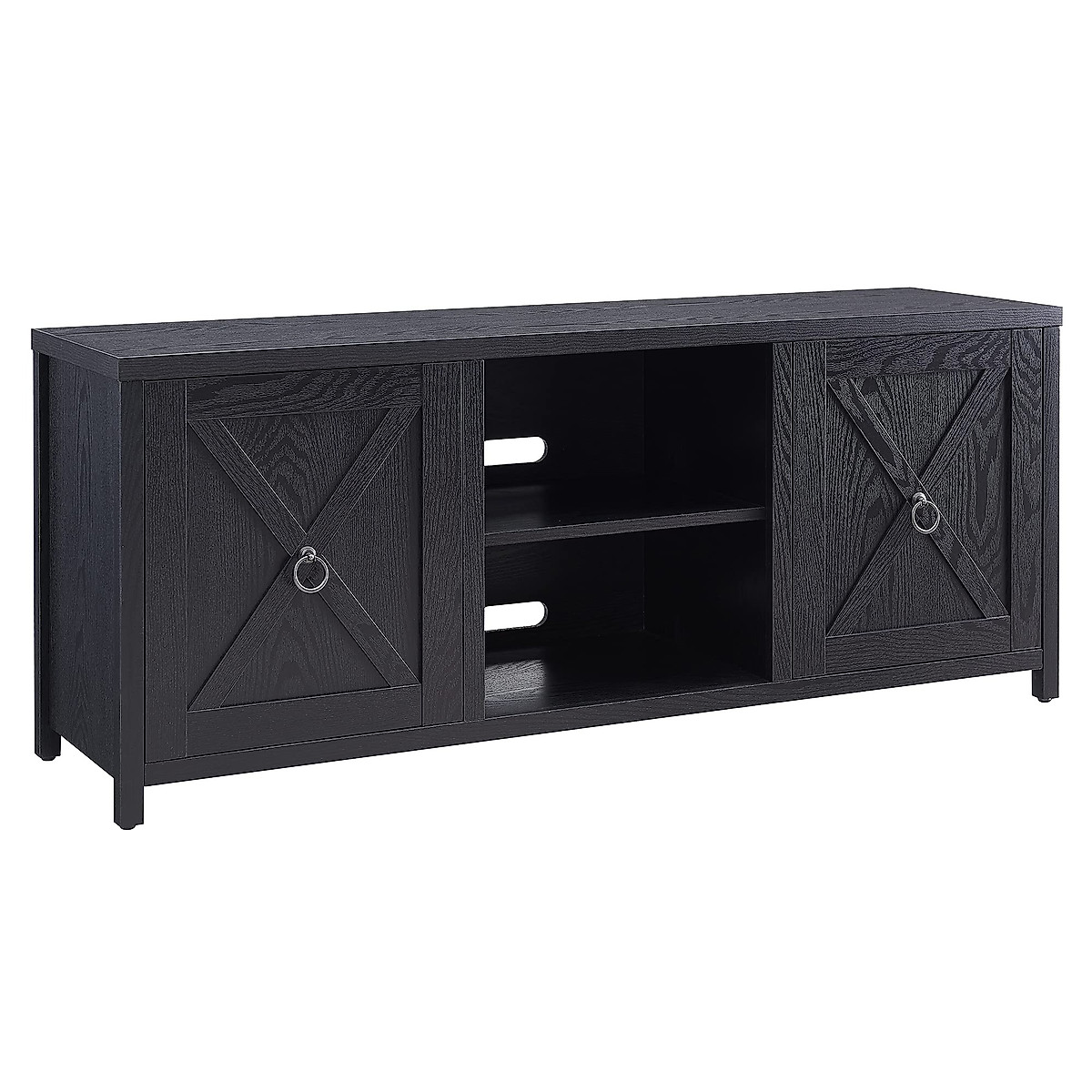 Henn&Hart Rectangular TV Stand for TV's up to 65" in Black, Electric Fireplace TV Stands for the Living Room