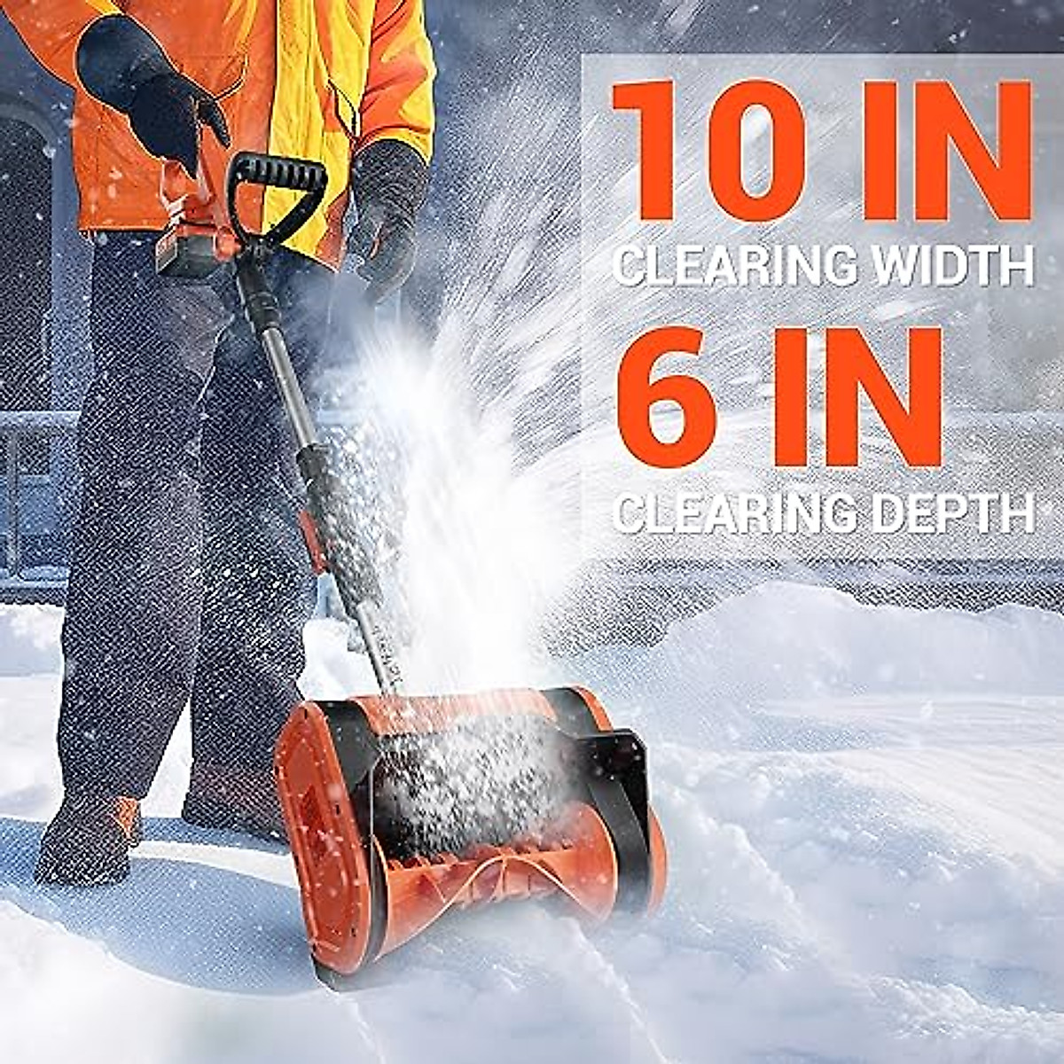 VOLTASK Cordless Snow Shovel, 20V | 10-Inch | 4-Ah Cordless Snow Blower, Battery Snow Blower with Adjustable Front Handle (4-Ah Battery & Quick Charger Included), SS-20C