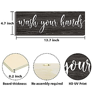 Creoate Bathroom Rules Wall Decor, Set of 3 - Wash Your Hands, Brush Your Teeth, Comb Your Hair - Decorative Rustic Wood Farmhouse Bathroom Wall Decor, Small