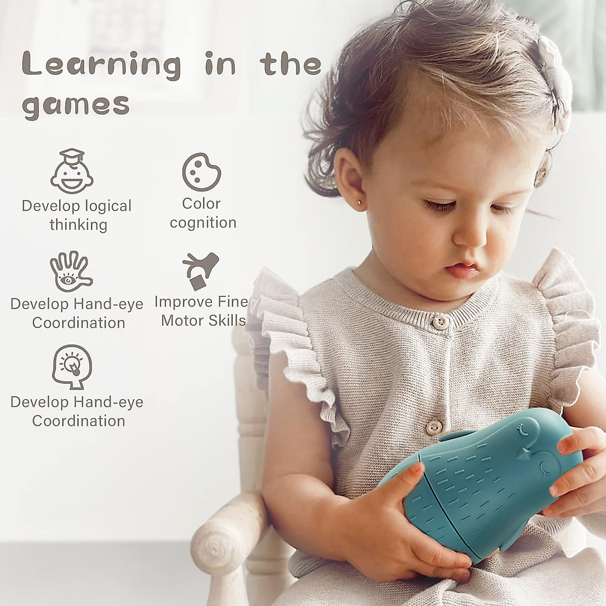 Samonyed Russian Nesting Dolls for Kids, Easter Nesting Dolls for Toddlers 1-3 Years Old, Silicone Matryoshka Educational Doll for Boys and Girls Stacking Toys(Penguins)