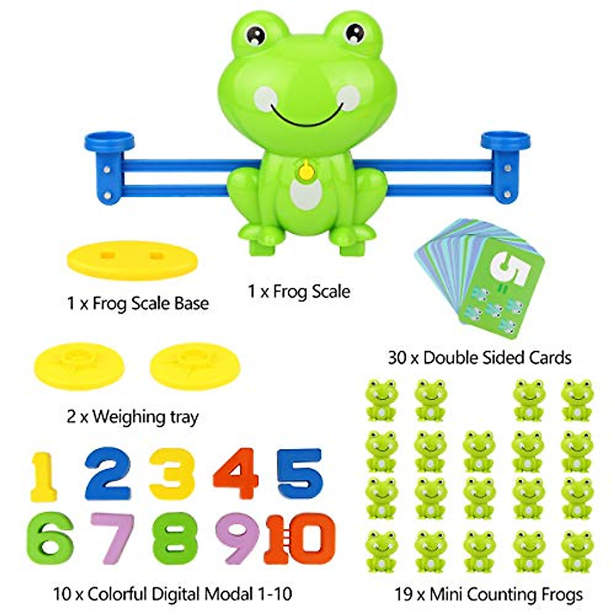 Aitbay Cool Math Game, Valentines for Preschoolers Frog Balance Counting Toys for Boys & Girls Educational Number Toy Fun Children's Gift STEM Learning Age 3+ (63 PCS)