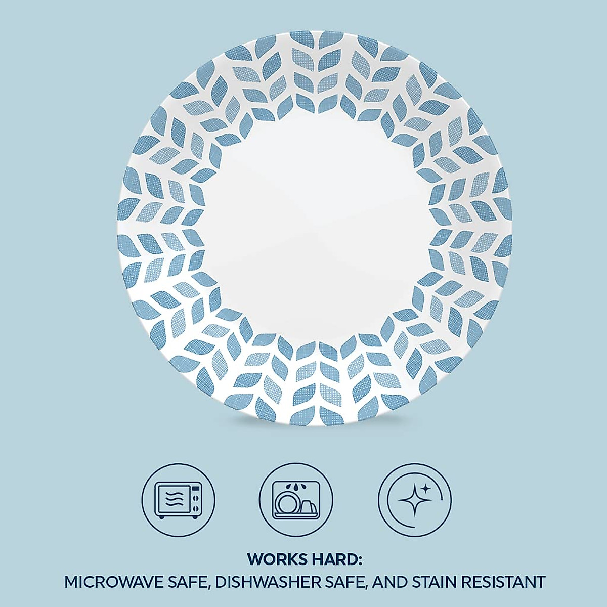 Corelle Global Collection Vitrelle 6-Piece Dinner Plate Set, Triple Layer Recycled Glass, Lightweight Eco-Friendly Round 10-1/4-Inch Plates Set, Northern Pines