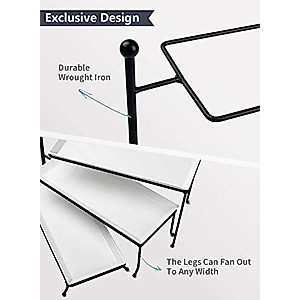 Sweese 731.101 3 Tiered Serving Stand, Foldable Rectangular Food Display Stand with White Porcelain Platters - Serving Trays, Dessert Display Server for Brithday Party, Valentine's Day and Events