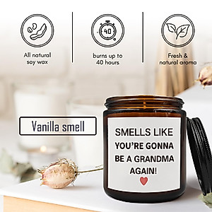 PUHEI Pregnancy Announcement Candle, Promoted Grandma Candle Gifts for Grandma, Grandam Gifts to Be, Grandma Again Announcement Gifts, Baby Announcement Candle Soy Scented Jar Candles（Vanilla Smell）