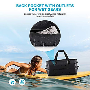 Gonex 60L Extra Large Waterproof Duffle Travel Dry Duffel Bag Heavy Duty Bag with Durable Straps & Handles for Kayaking Paddleboarding Boating Rafting Fishing Black
