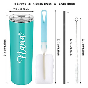 Grandma Gifts, Nana Stainless Steel Insulated Skinny Tumbler with Lid, Christmas Birthday Mother’s Day Gifts for New Grandma Nana Grandmother Gigi Granny Mom Women from Grandchildren(20oz, Rose Gold)