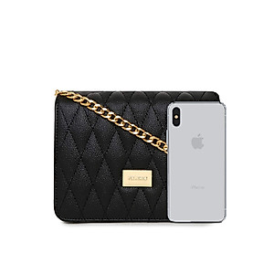 KLEIO Women's Quilted Vibrant Cross Body Sling Hand Bag For Medium Black