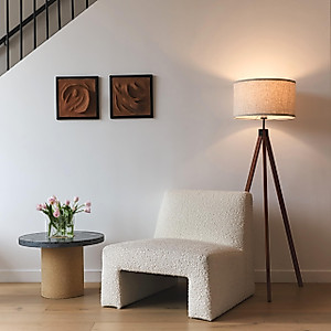 Brightech Eden Tripod Floor Lamp, Dimmable Standing Lamp with Solid Wood Legs for Bedroom Reading, Tall Tree Lamp for Offices, Modern LED Lamp for Living Rooms, Great Living Room Decor - Havana Brown