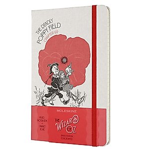 Moleskine Limited Edition Wizard of Oz Notebook, Hard Cover, Large (5" x 8.25") Ruled/Lined, Poppy Field, 240 Pages