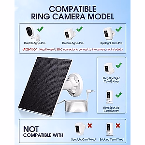 EBL Solar Panel Compatible for Ring Camera, 5V 5W Portable Camera Solar Charger Compatible for Spotlight Cam Battery and Stick Up Cam Battery 2nd & 3rd Gen
