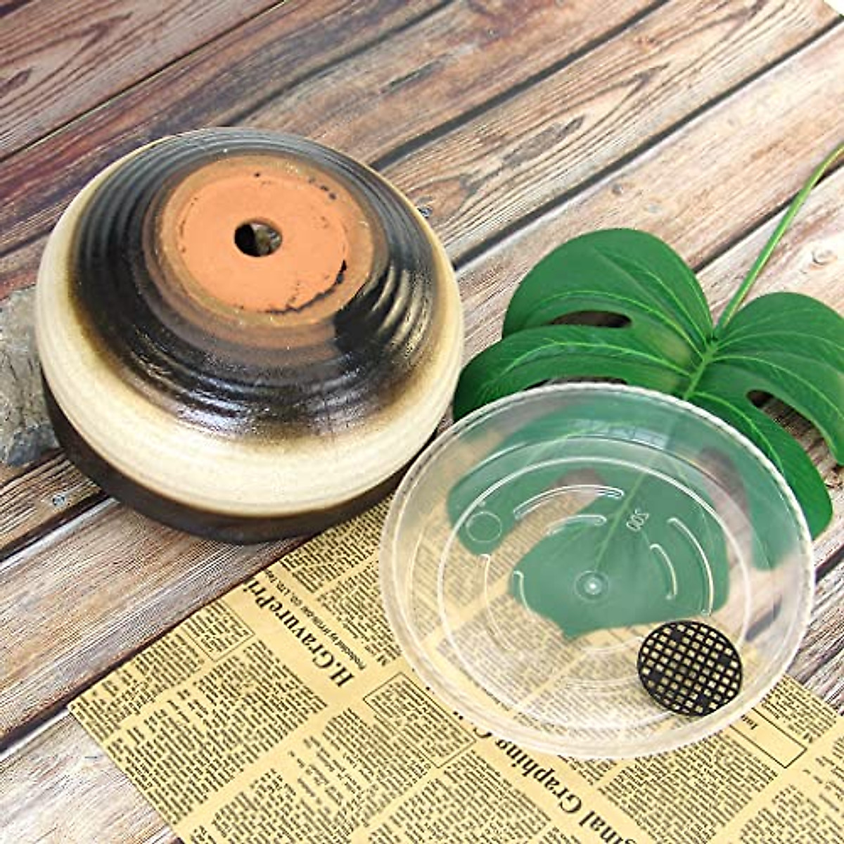 Summer Impressions 8 Inch Glazed Terracotta Plant Pot Round Ceramic Succulent Planter Pot with Drainage and Saucer Cactus Clay Pot Bonsai Pot