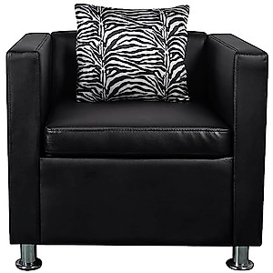 YPWRENH Leisure Chair Sofa Chair Cube Armchair Black Faux Leather for Living Room, Dining Room, Conference Room, Waiting Room