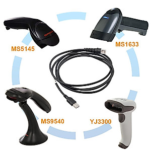 VOTTAN MS1690 Focus MS1890 MS9520 MK9540 MS9590i USB A to RJ45 USB Cable for Honeywell MS Series Barcode Scanner (2M / 6FT Flatted USB Port)