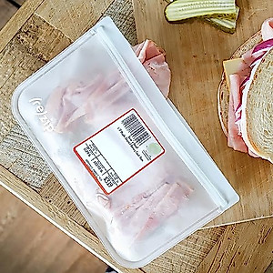 rezip 1/2 Gallon Flat Reusable Deli Bags | BPA-Free, Food Grade, Leakproof, Freezer and Dishwasher Safe | Holds 8 Cups / 64 Ounces | 4-Pack (Clear)