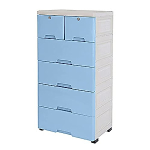 Plastic Drawers Dresser, Blue Multi-Layer Drawer Storage Cabinet, Sorting Storage Cabinet, Closet Organizer Unit for Apartment or Family,19.7"W x 13.8"D x 40" H