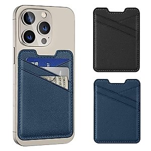 Miroddi 2Pack Phone Wallet Stick on, Adhesive Phone Pocket Leather Cell Phone Card Holder for Phone Case Credit Business ID Cards Pocket Wallets for iPhone Android and Most Smart Phones