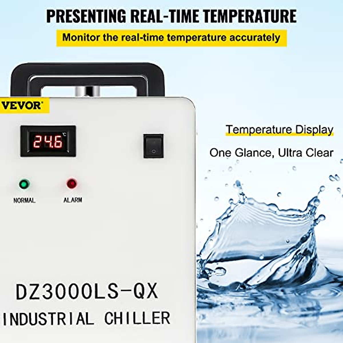 VEVOR Water Chiller CW-3000 Industrial Chiller 9L Thermolysis Type Water Chiller 50W/℃, 3.17gpm 0.9A Current Recirculating Chiller for 60W 80W Laser Engraving Machine Cooling Machine 110V