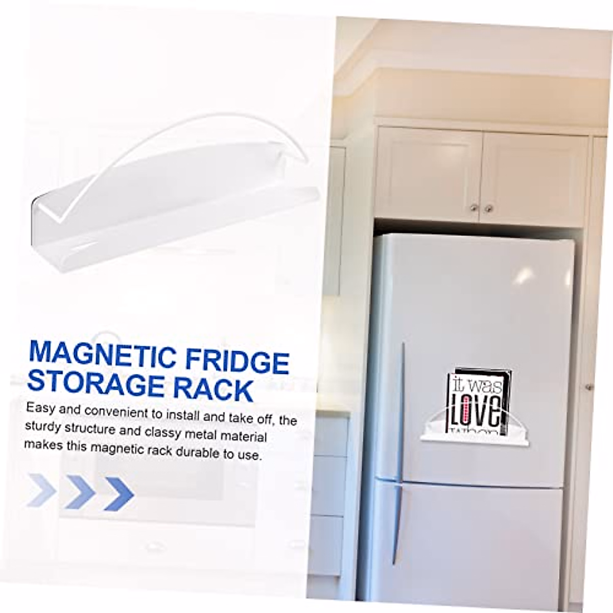 Zerodeko newspaper rack fridge organizer shelf seasoning organizer shelf refrigerator hanging rack magnetic fridge organizer magnetic paper shelf magnetic spices holder white Metal Magazine